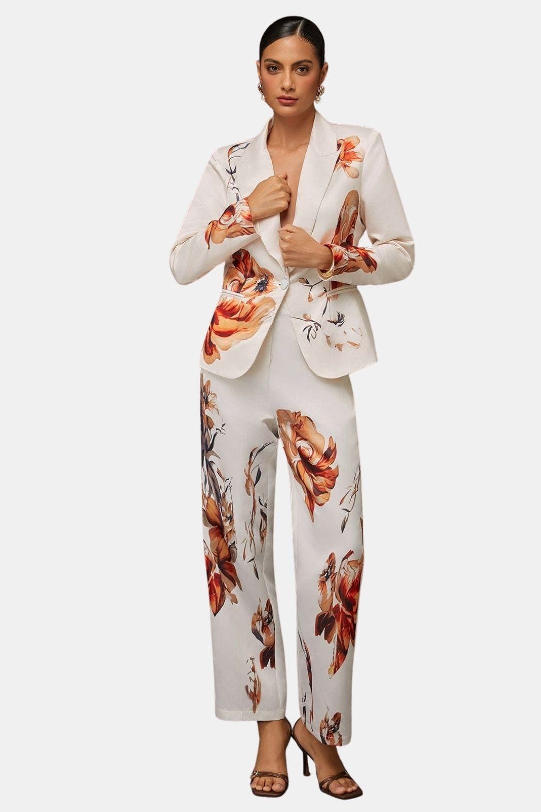 Blazer – Luxury Satin Floral Statement Blazer – Modesia